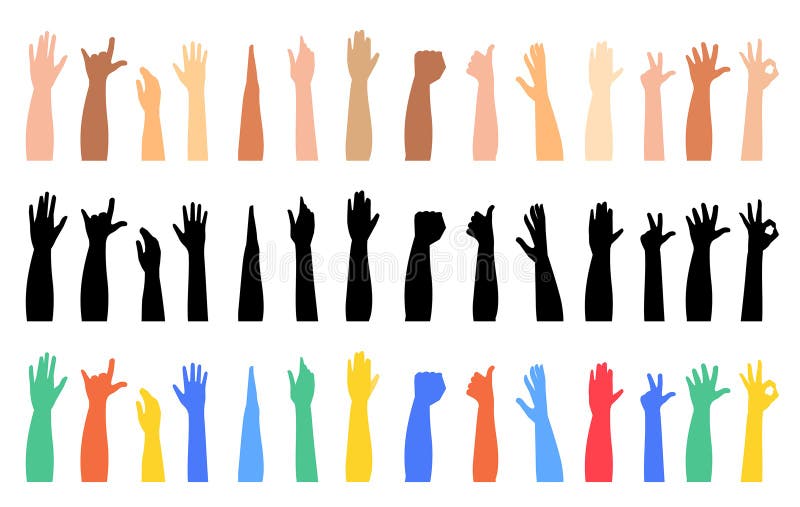 Hands Up stock vector. Illustration of people, education - 152468007