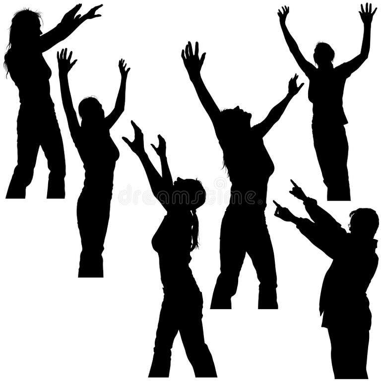 Hands Up Silhouettes 2 stock vector. Illustration of human - 2085065