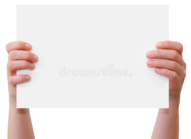 Hands Upholding Blank Sheet with Copy-space Stock Photo - Image of ...