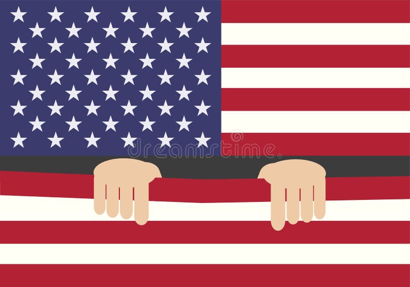 Hands with USA Flag stock vector. Illustration of symbolic - 55563270
