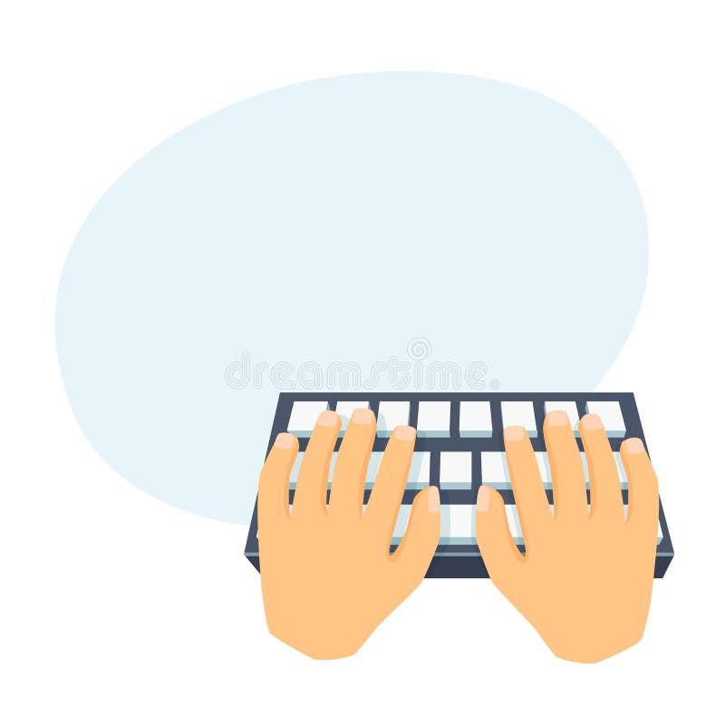 Cartoon Man Worker Typing On Computer Keyboard Stock Vector ...