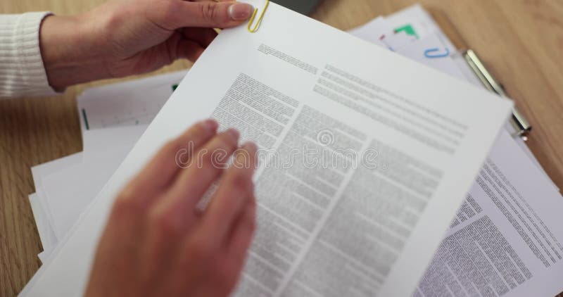 Hands Use Paper Clip for Paper Documents in Office Stock Footage ...
