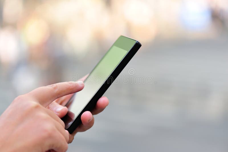 Hands Use Smart Phone in Modern City Stock Image - Image of space, hand ...