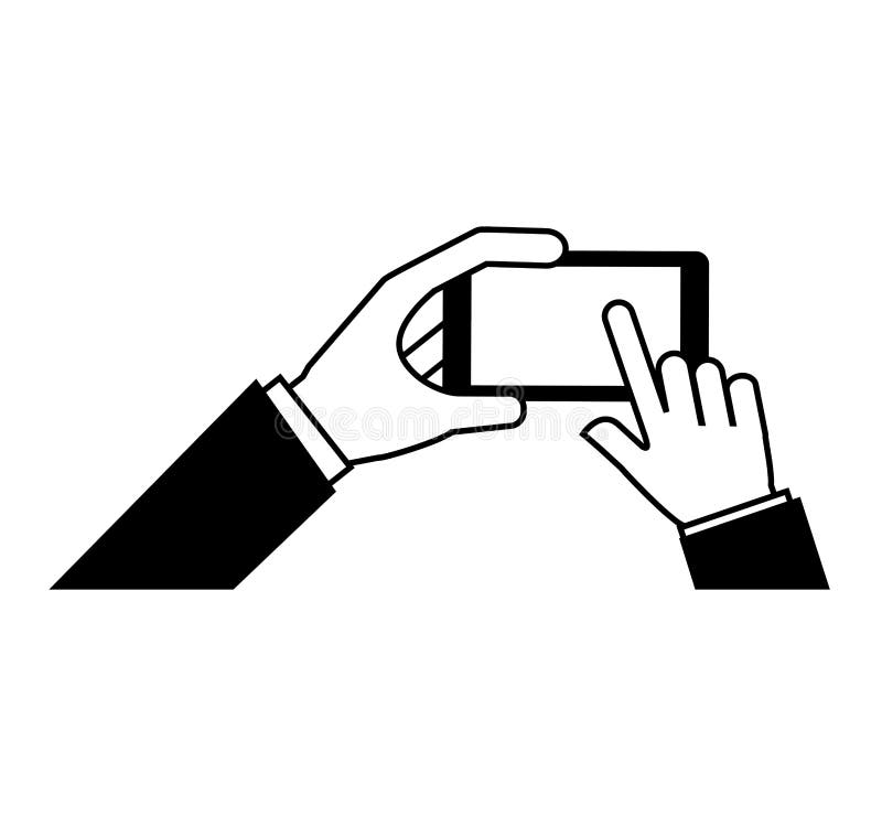 Hands user smartphone icon stock vector. Illustration of holding - 90632970