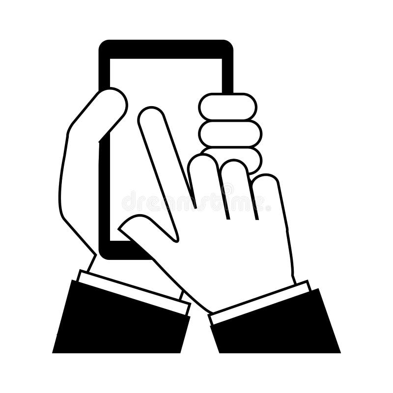 Hands user smartphone icon stock vector. Illustration of screen - 90632999