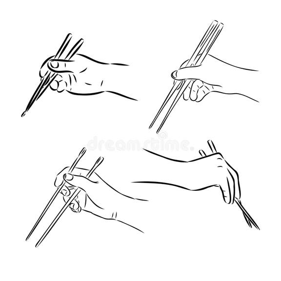 Hands Using Bamboo Chopsticks on White Background. Creative Concept for ...