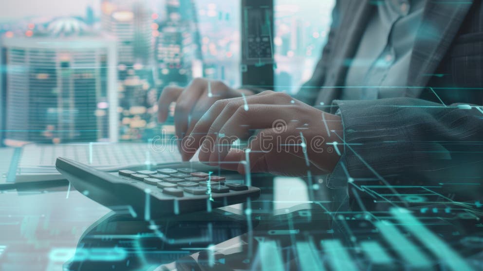 The Hands Using Calculator.AI Generated Image Stock Photo - Image of ...