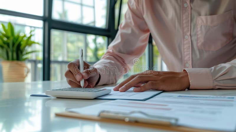 The Hands Using a Calculator.AI Generated Image Stock Photo - Image of ...