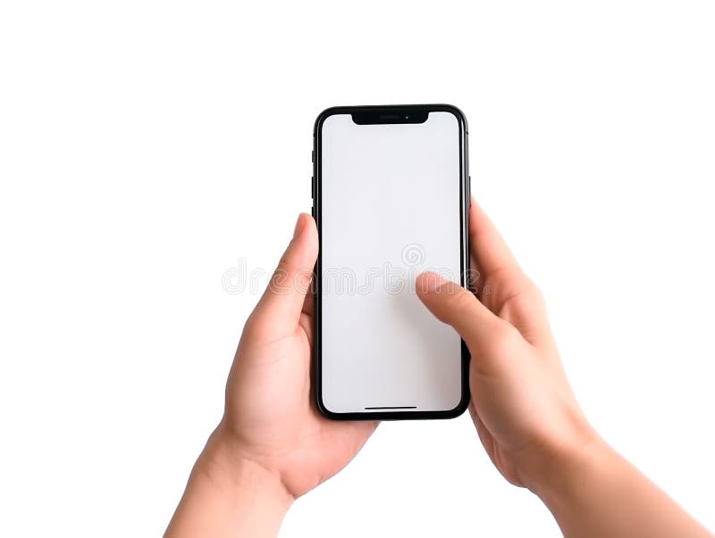 Hands Using a Cell Phone with a Blank Screen To Put Your Own Text ...