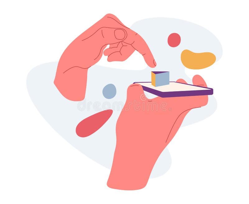 Hands Using Cellphone, Smartphone Screen Scrolling. Cartoon Human Palm ...