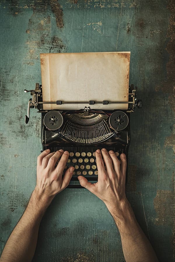 Hands Using a Classic Typewriter with Vintage Paper in Retro ...