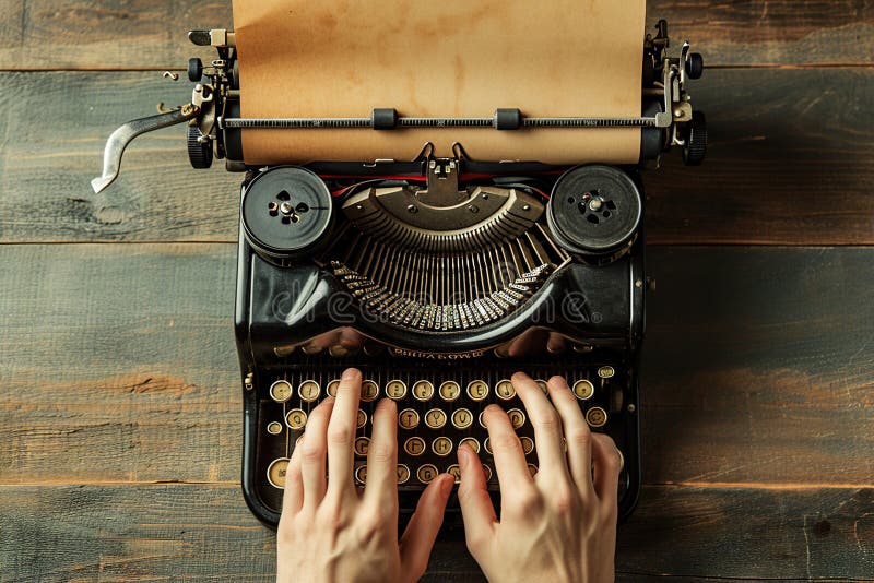 Hands Using a Classic Typewriter with Vintage Paper in Retro ...