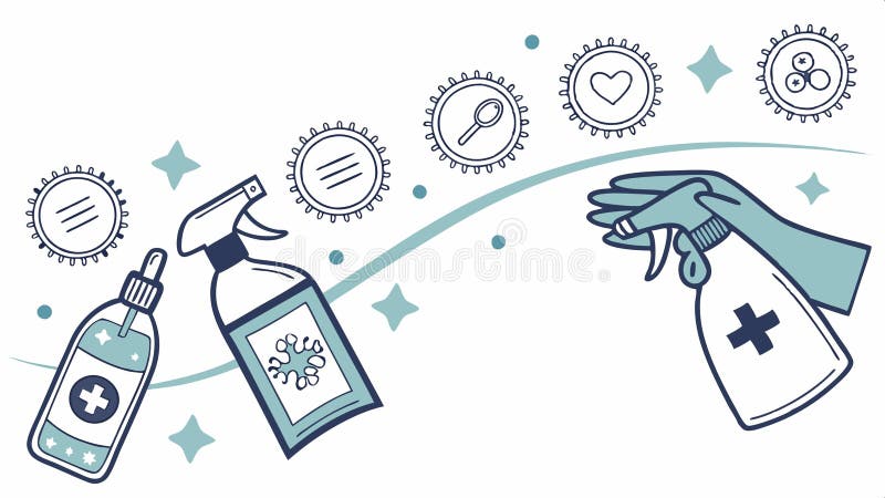 Cleaning Spray and Hands, Depicting Hygiene and Surface Disinfection ...