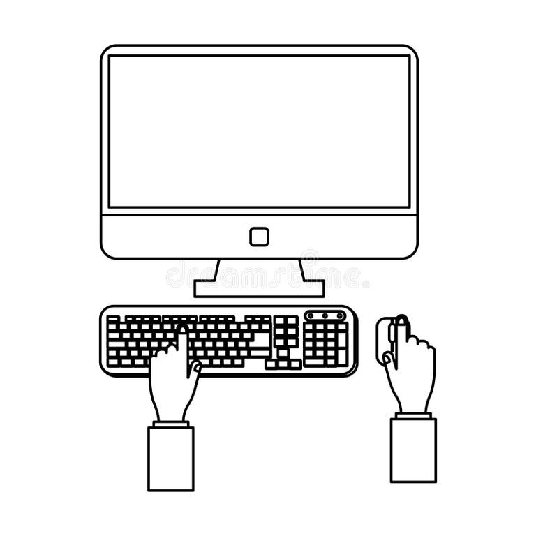 Black Hands Computer Stock Illustrations – 5,513 Black Hands Computer ...