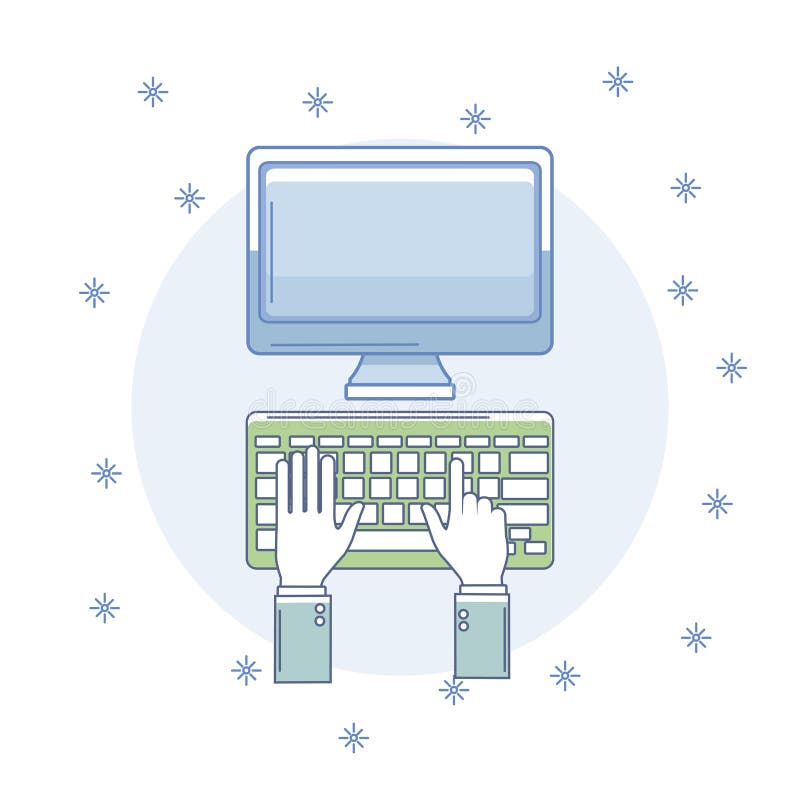 Hands using computer stock vector. Illustration of equipment - 115835825