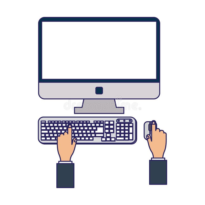 Man using computer stock vector. Illustration of display - 146283865