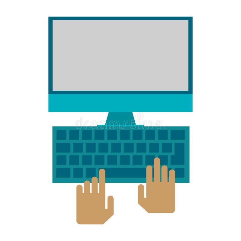 Hands Using Computer Symbol Stock Vector - Illustration of office ...