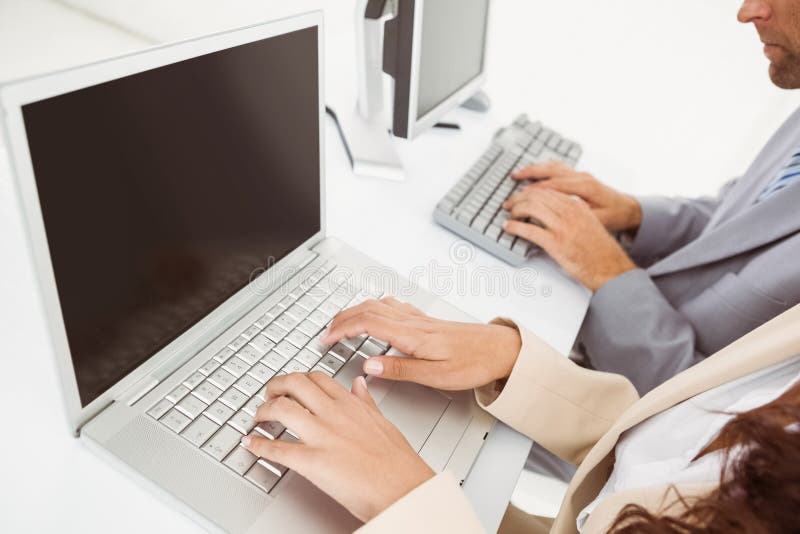 Hands Using Computers in Office Stock Image - Image of colleagues ...