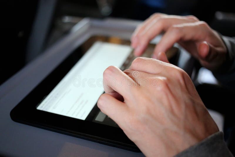 Hands Using a Digital Smart Tablet Stock Image - Image of black ...