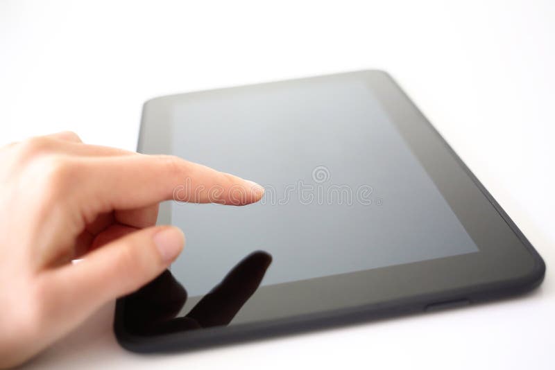 Hands Using a Digital Smart Tablet Stock Photo - Image of pointing ...