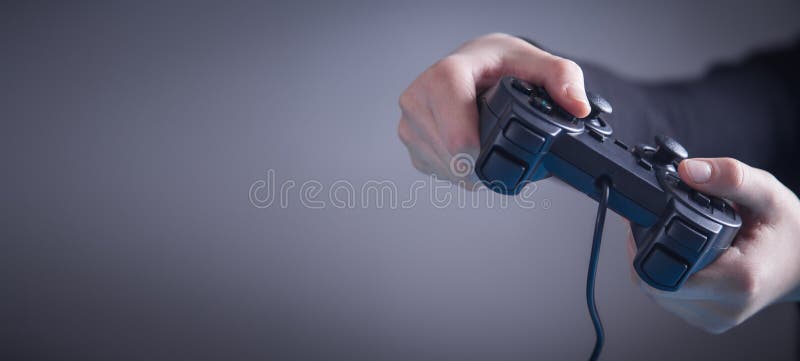 Hands Using Game Controller. Playing Video Games Stock Image - Image of ...