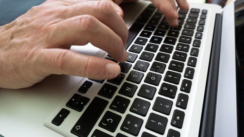 Hands Using Keyboard of Laptop Stock Image - Image of office, mature ...