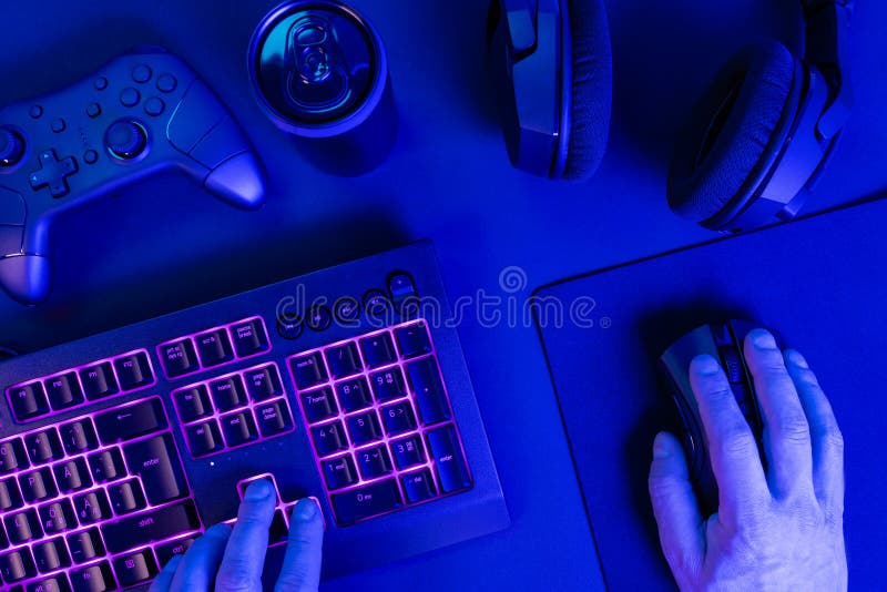 Hands Using Keyboard with Mouse while Gaming Stock Photo - Image of ...