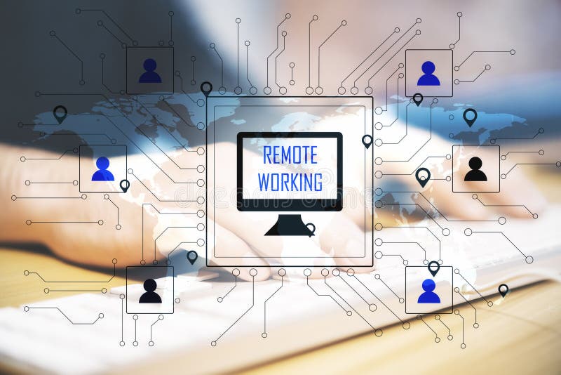 Hands Using Keyboard with Remote Work Interface Stock Photo - Image of ...