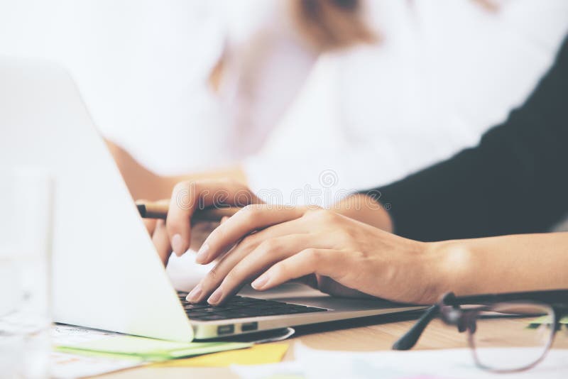 Hands using laptop closeup stock photo. Image of laptop - 83158788