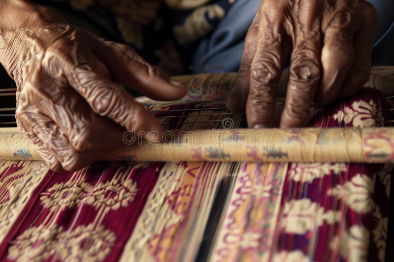Hands Using a Loom To Create an Ikat Fabric Pattern Stock Image - Image ...