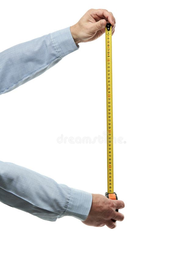 Hands Using Measuring Tape, Isolated on White Stock Photo - Image of ...