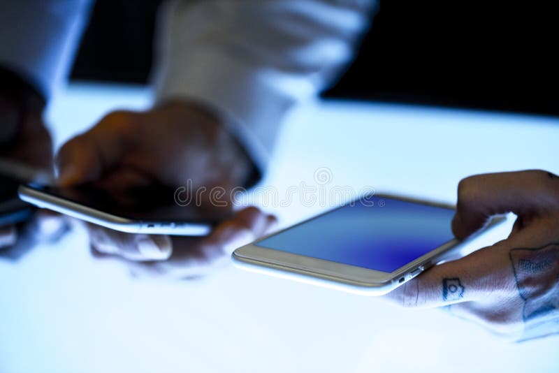 Hands are Using Mobile Phones Stock Photo - Image of smartphones ...