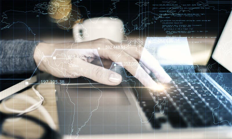 Hands Using Programming Laptop Stock Image - Image of intelligence ...