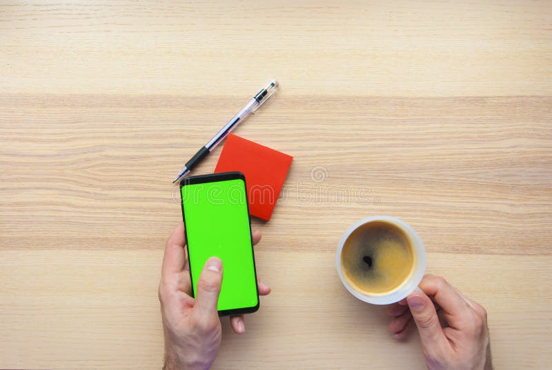 Hands Using Smart Phone and Noting Down on Sticky Notes Stock Image ...