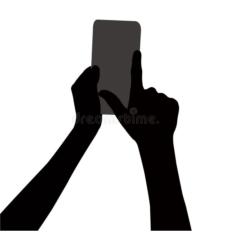 Hands Using Smart Phone, Silhouette Vector Stock Vector - Illustration ...