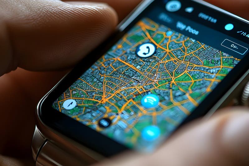 Smartwatch Navigation App stock illustration. Illustration of public ...