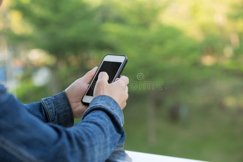 Hands Using Smartphone Outdoor Stock Photo - Image of smart, digital ...