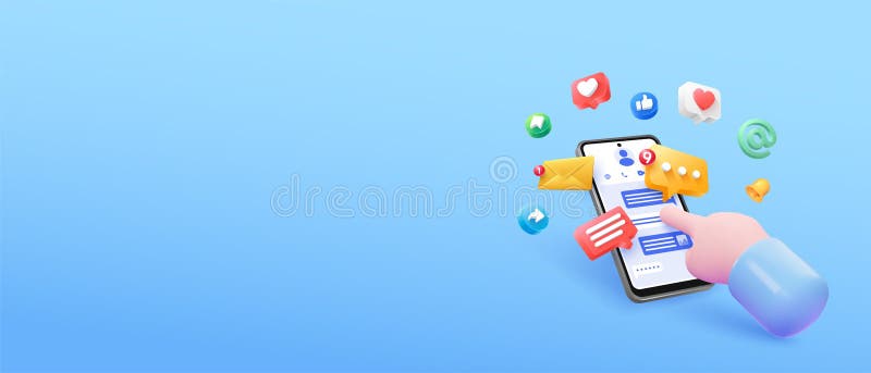 Hands Using Smartphone with Social Media Chat Illustration Stock Vector ...