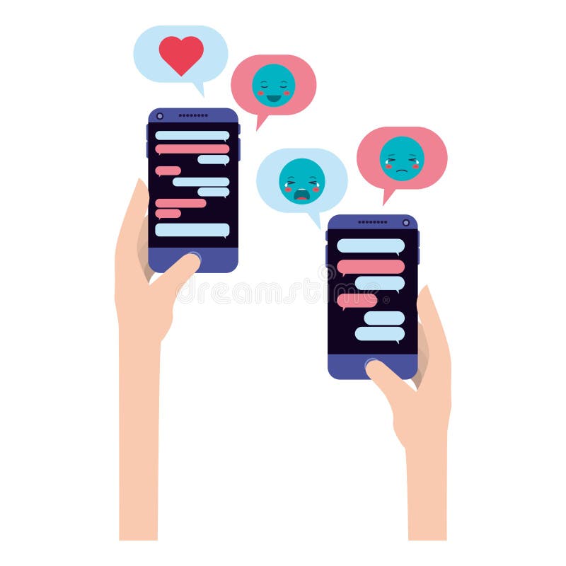 Hands Using Smartphone and Social Media Icons Stock Vector ...