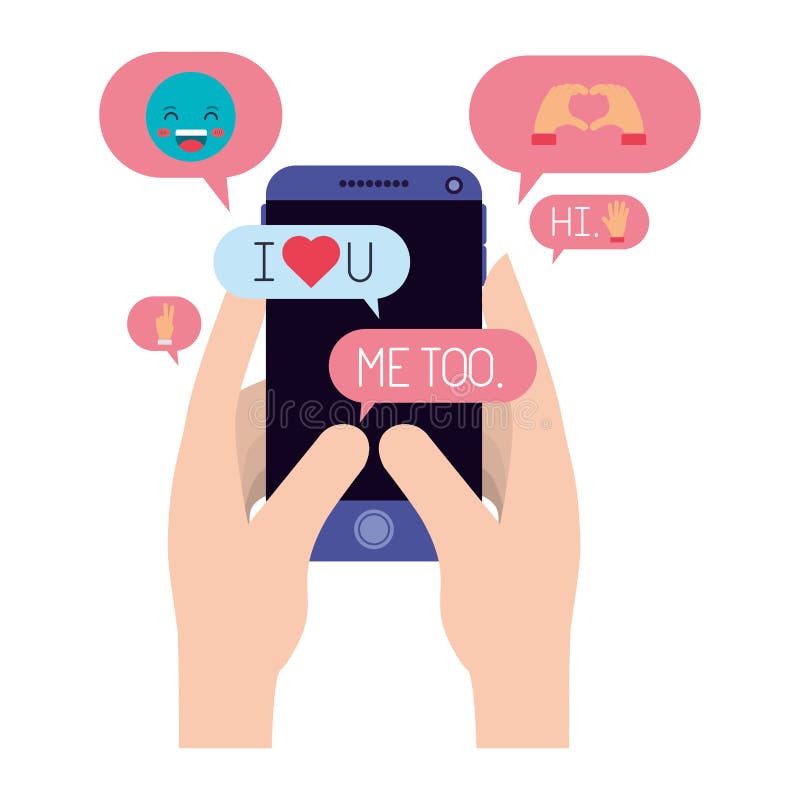 Hands Using Smartphone and Social Media Icons Stock Vector ...