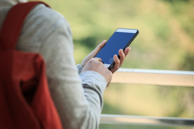 Hands Using Smartphone Taking Photo Outdoor Stock Image - Image of ...