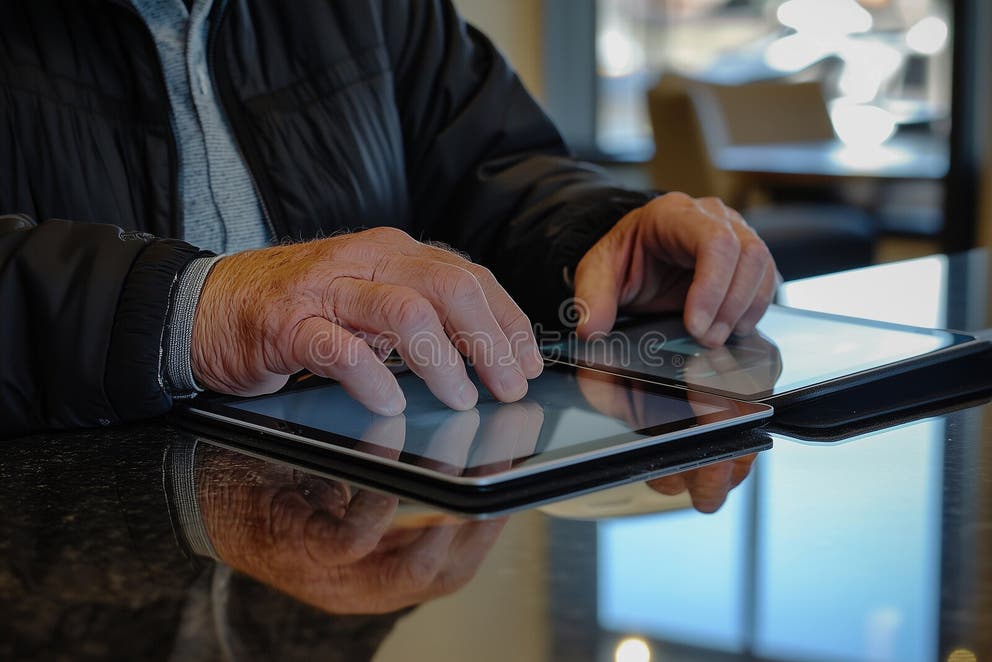 Hands Using Tablet Technology Stock Illustration - Illustration of ...