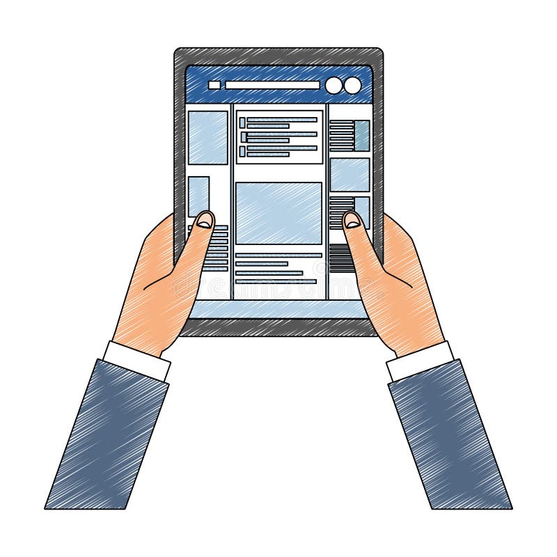 Hands Using Tablet To Check Social Networks Scribble Stock Vector ...