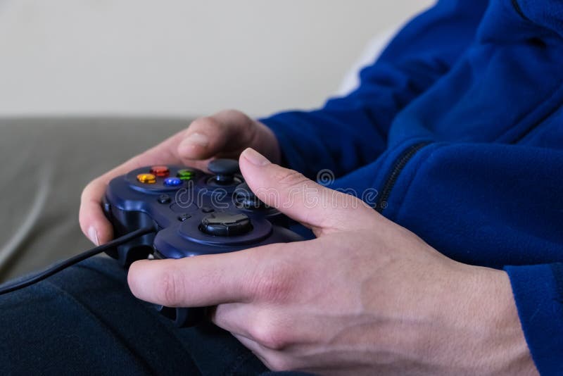 Kid Using Playstation Controls At Home. Stock Photo - Image of ...
