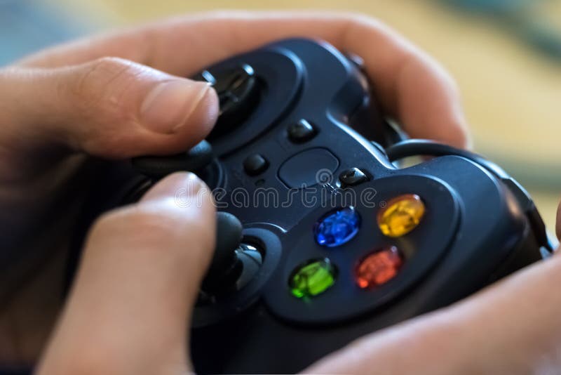 Hands Using Video Game Controller Stock Image - Image of lazy, relax ...