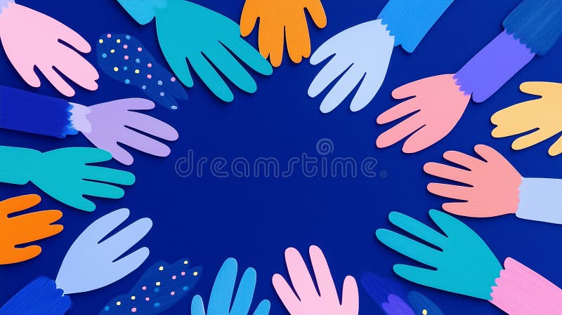 Hands of Various Colors Surround a Central Space, Symbolizing Unity and ...