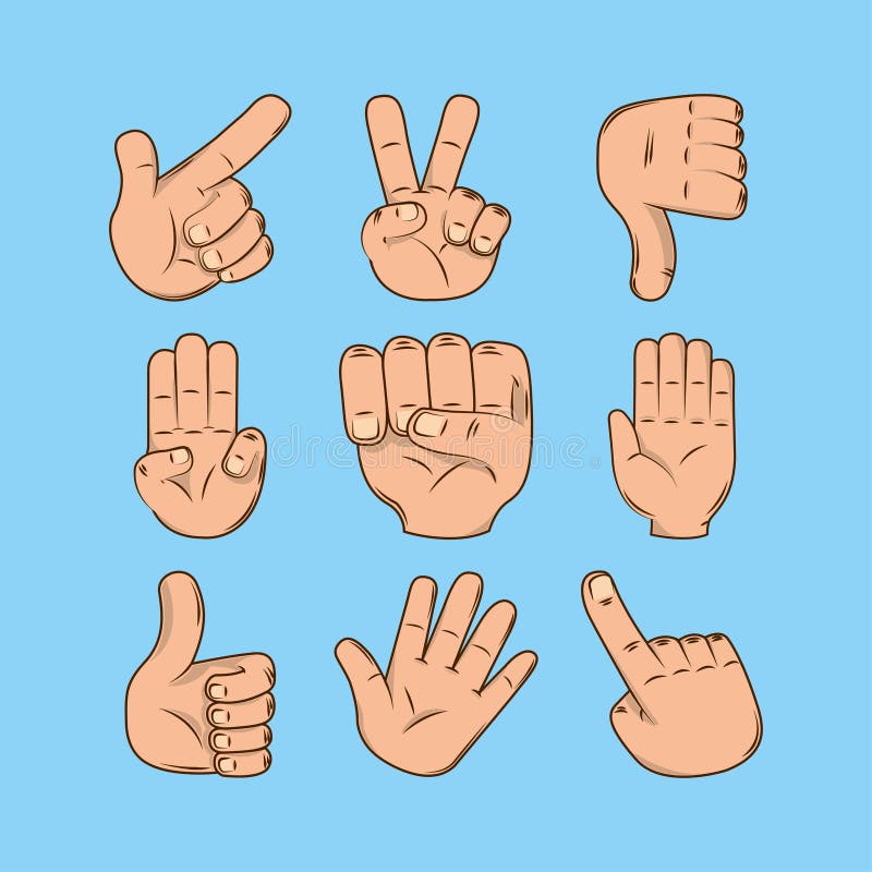 Hands various gestures stock vector. Illustration of palm - 217318396