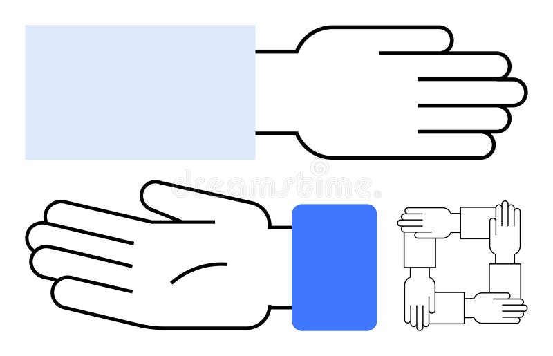 Hands in Various Gestures and Linked Together, Representing Unity ...