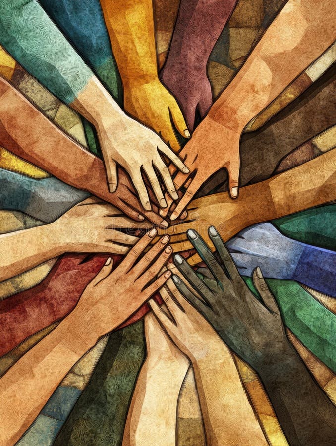 Interconnected Hands Symbolize Unity and Support among Diverse ...