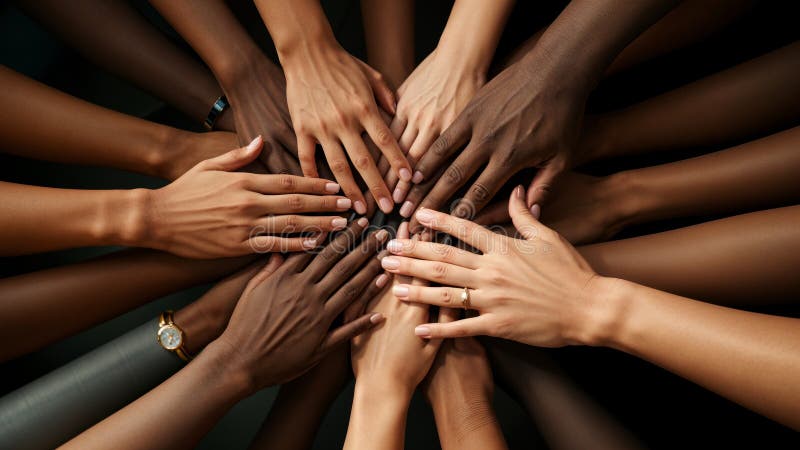 Hands of Various Skin Tones Joined Together in Unity Stock Image ...